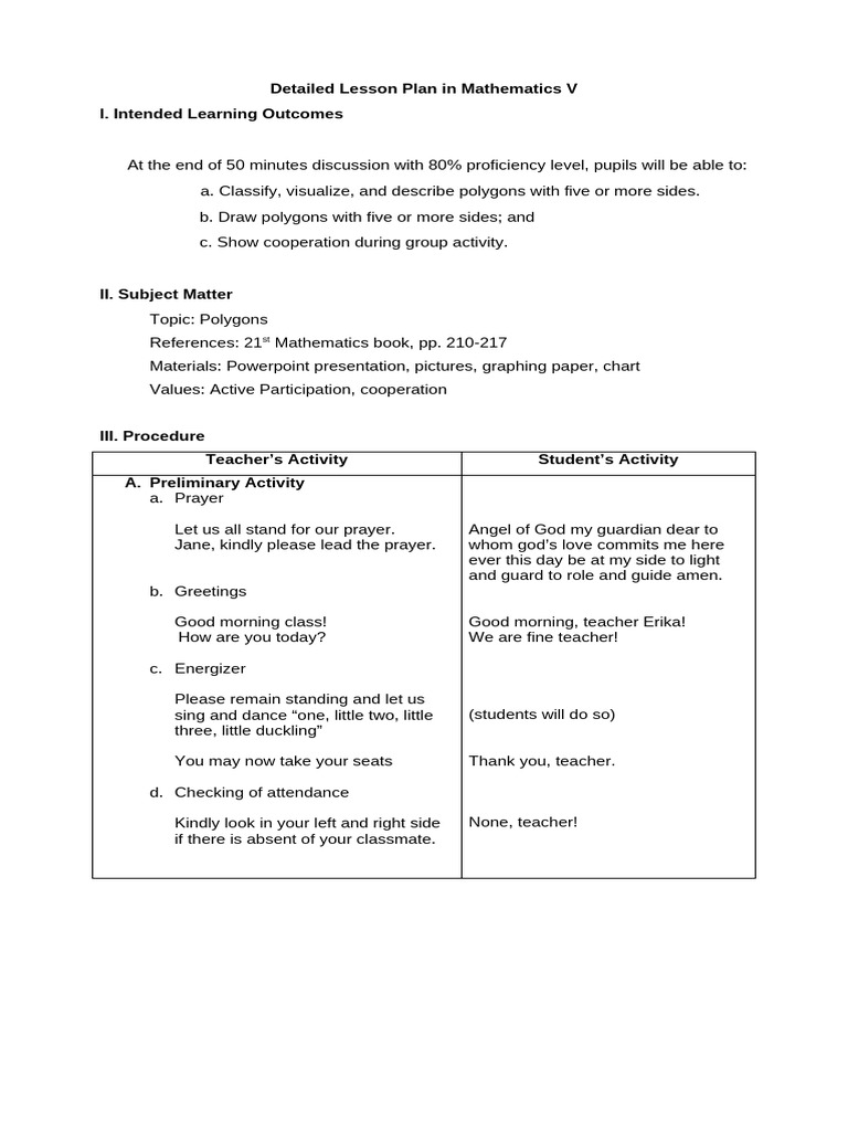 Lesson Plan: Understanding Polygons | PDF | Polygon | Vertex (Geometry)