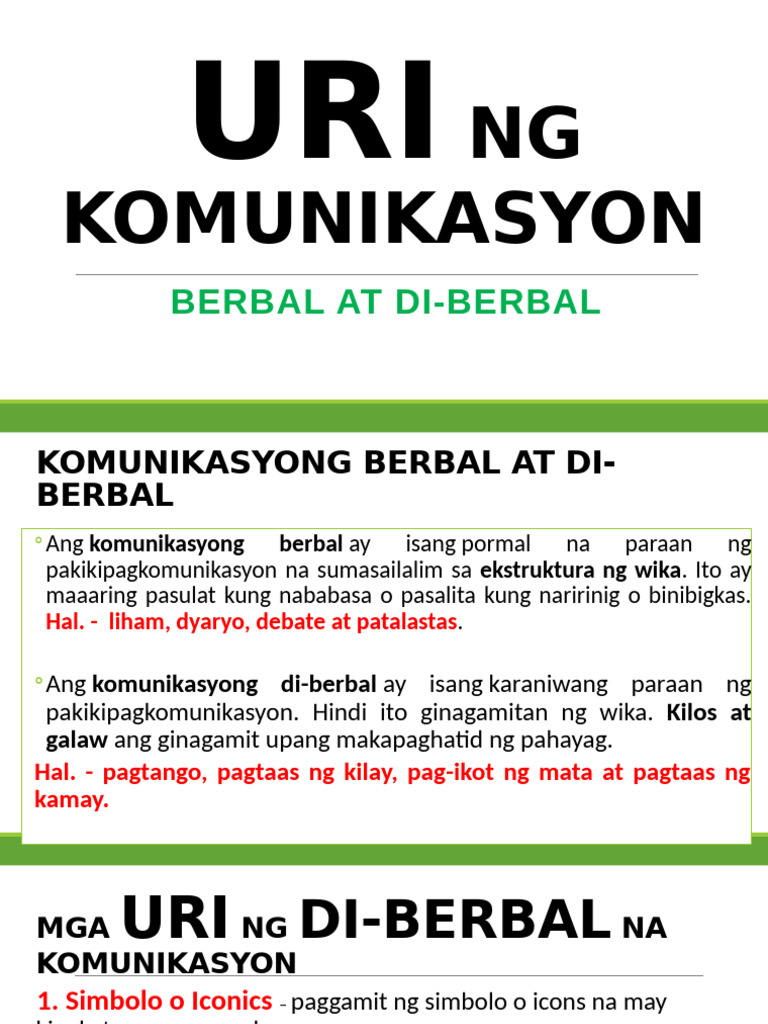 Berbal at Di-berbal Na Komunikasyon | PDF