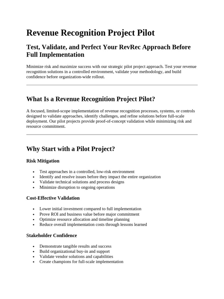 Revenue Recognition Pilot Overview | PDF | Performance Indicator ...