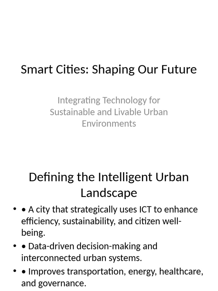Smart Cities Presentation Pdf Economies