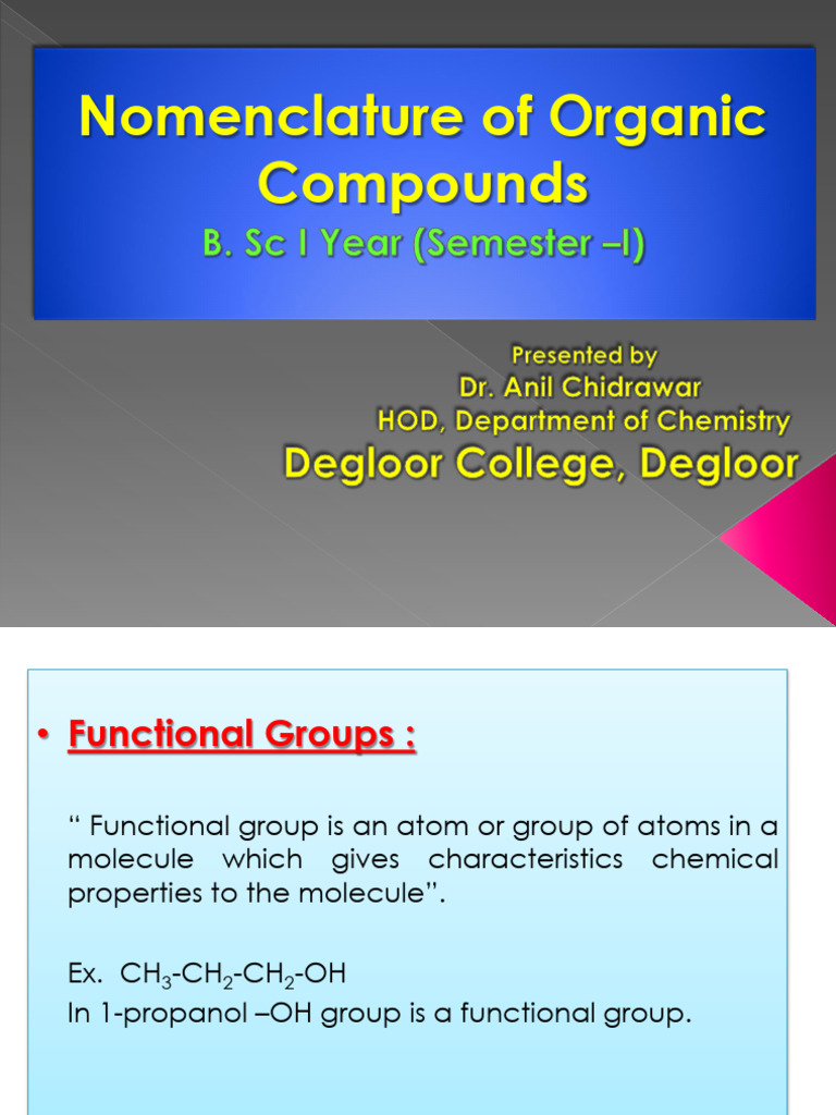 Nomenclature of Organic Compounds | PDF | Functional Group | Organic ...
