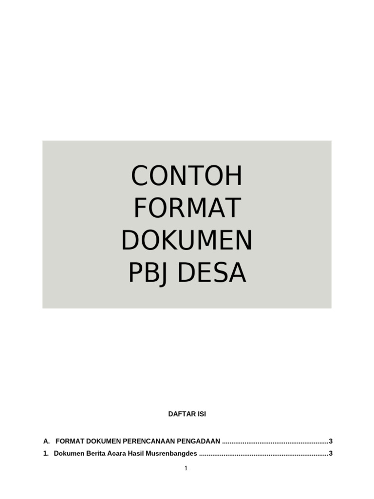 Contoh Format Dokumen Pengadaan Barang Jasa Di Desa | PDF