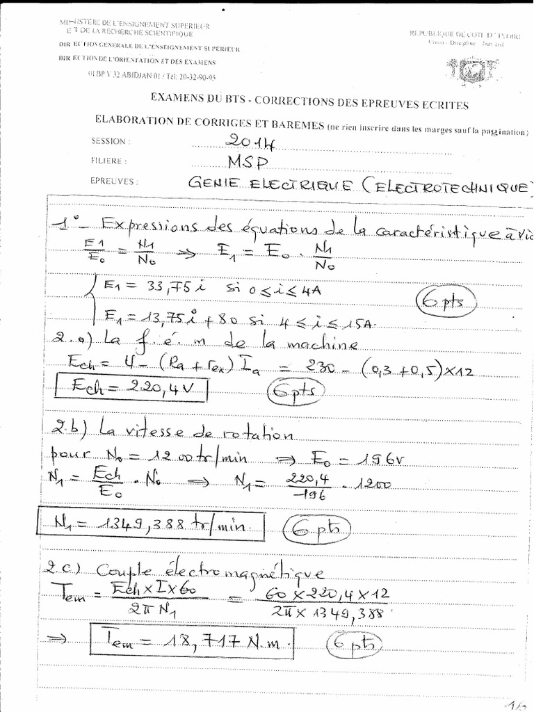 Corrigé Bts 2014 MSP - Ge | PDF