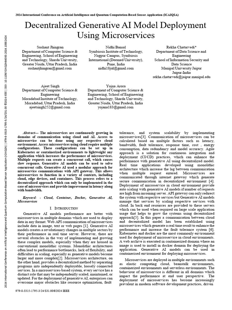 Decentralized Generative AI Model Deployment Using Microservices | PDF ...