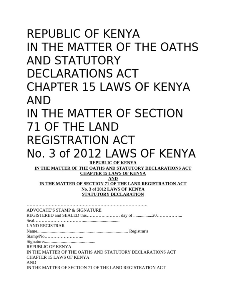 Statutory Declaration of Land Ownership | PDF | Chess Theory | Chess