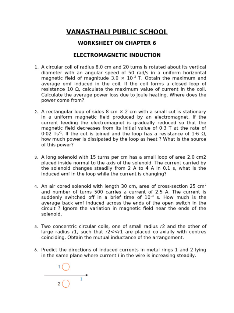Downward Loops Worksheet | PDF | Inductor | Magnetic Field