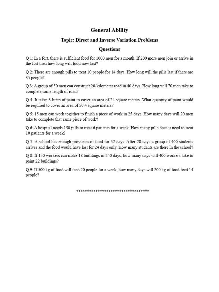 Unitary Method Problem Set | PDF