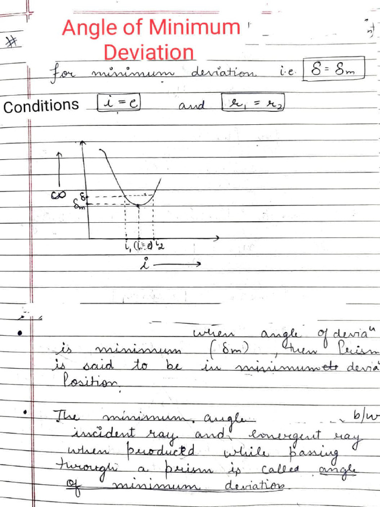 Optics - Minimum Deviation and Angle of Prism | PDF