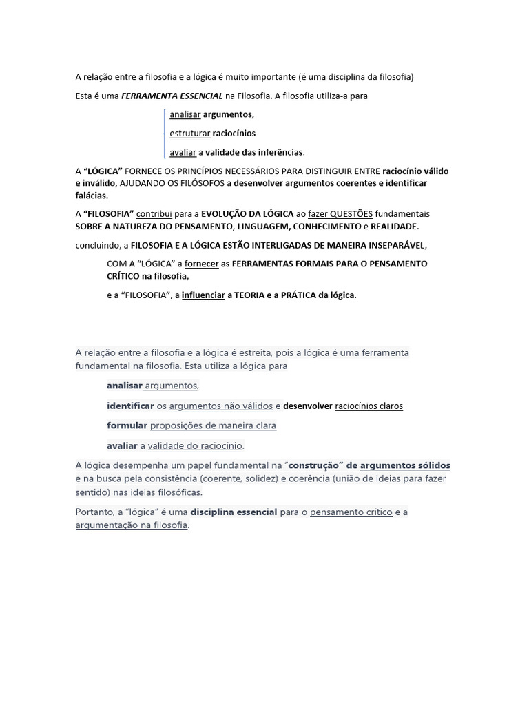 A Relação Entre A Filosofia e A Lógica É Estreita | PDF | Lógica ...