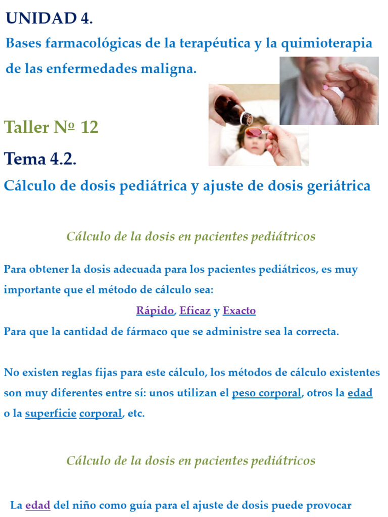 Cálculo de Dosis en Pediatría y Geriatría | PDF | Farmacología | Drogas