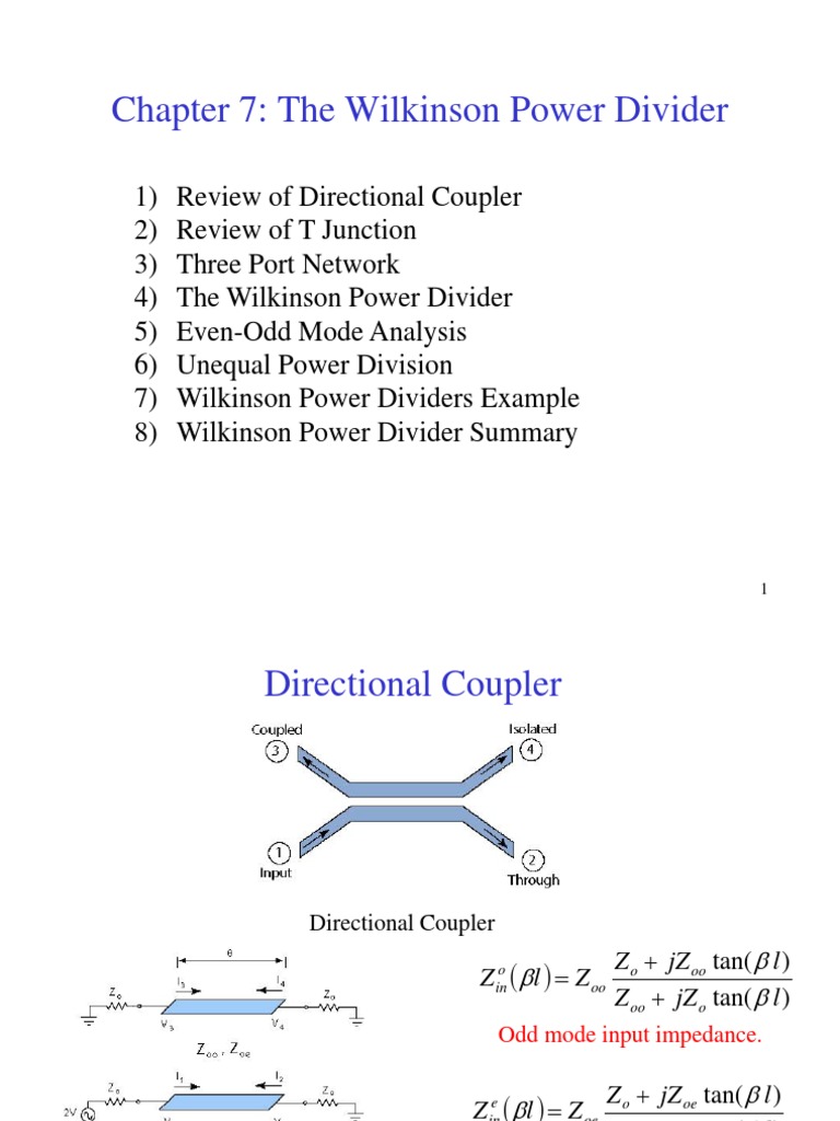 Wilkinson Power Divider (1) | Electronic Circuits | Electricity