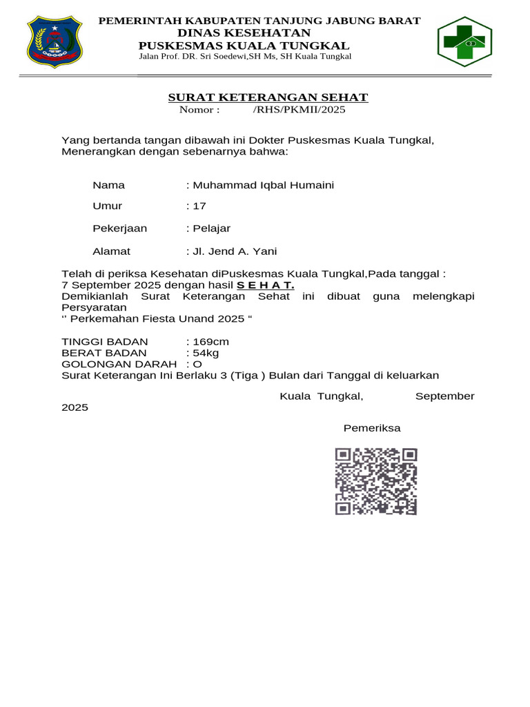 Surat Sehat Unand | PDF