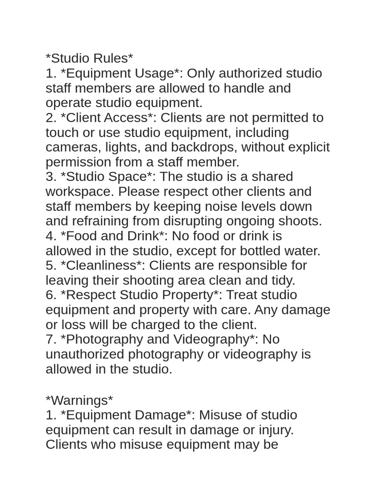 Studio Rules - 250415 - 102533 | PDF