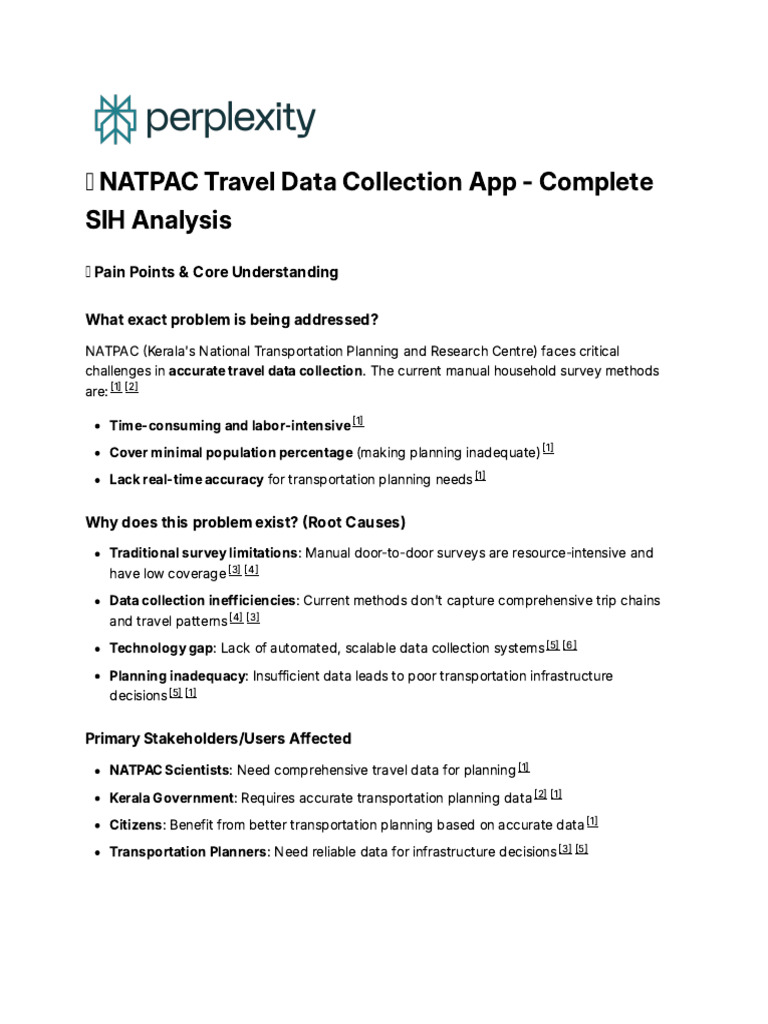 NATPAC Travel Data Collection App - Complete S | PDF