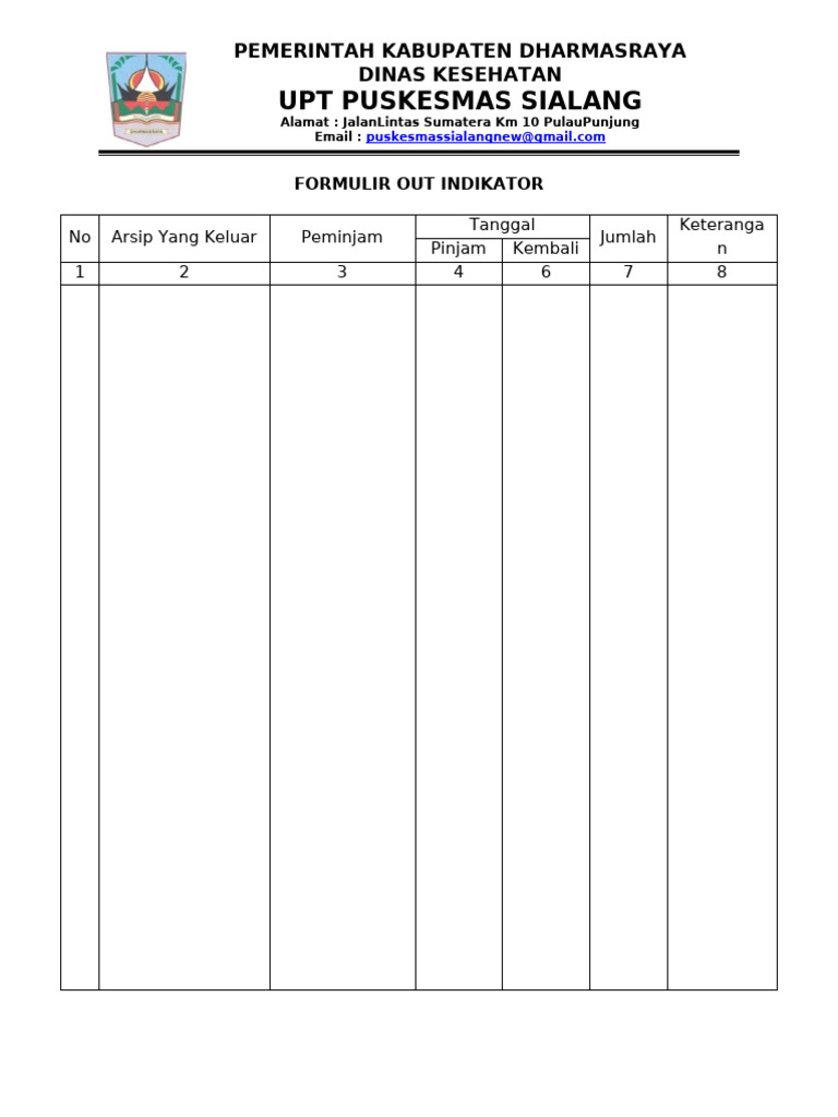 Formulir Peminjaman Puskesmas Sialang | PDF