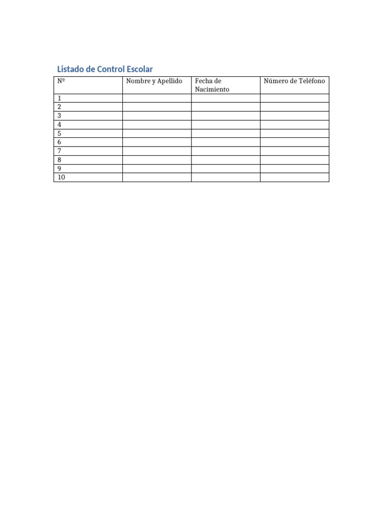 Listado Control Escolar | PDF