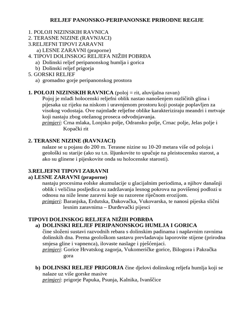 Reljef Panonsko | PDF