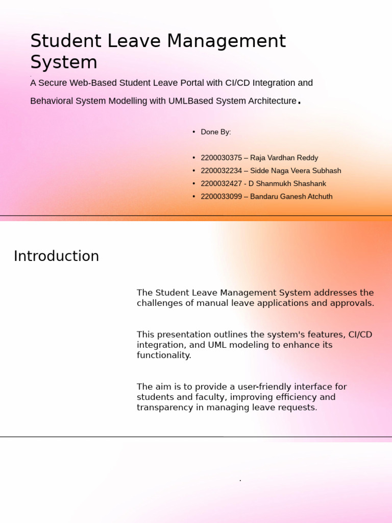 Student Leave Management System Overview | PDF | Unified Modeling ...
