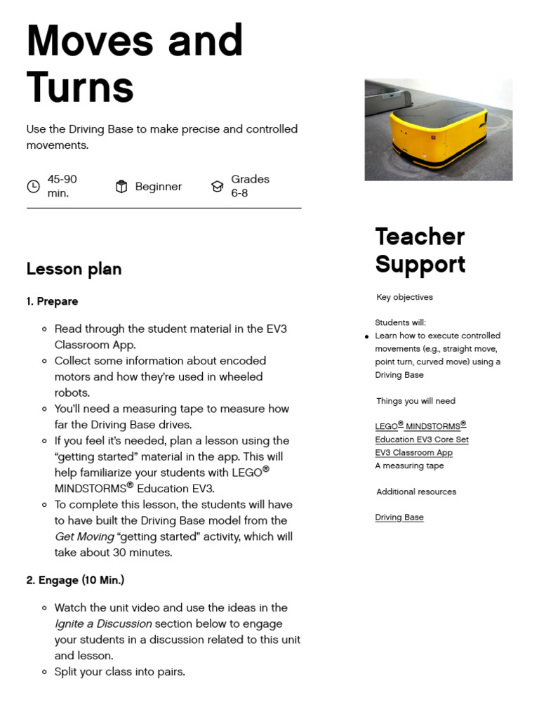 EV3 Driving Base Movement Lesson | PDF | Learning