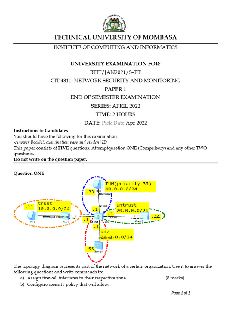 Network Security Exam Paper Overview | PDF | Security | Computer Security