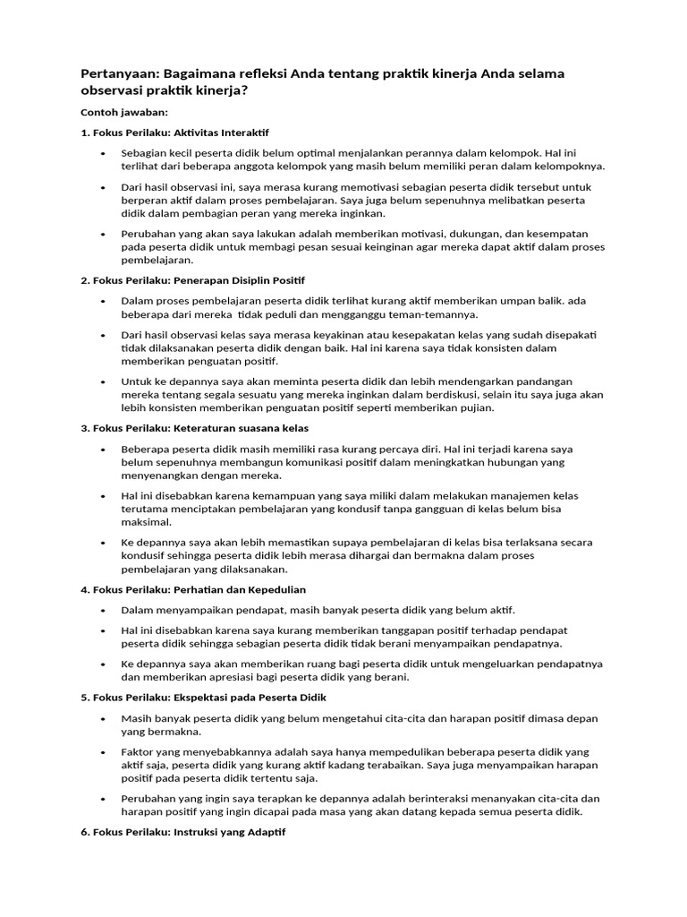Refleksi Tindak Lanjut | PDF