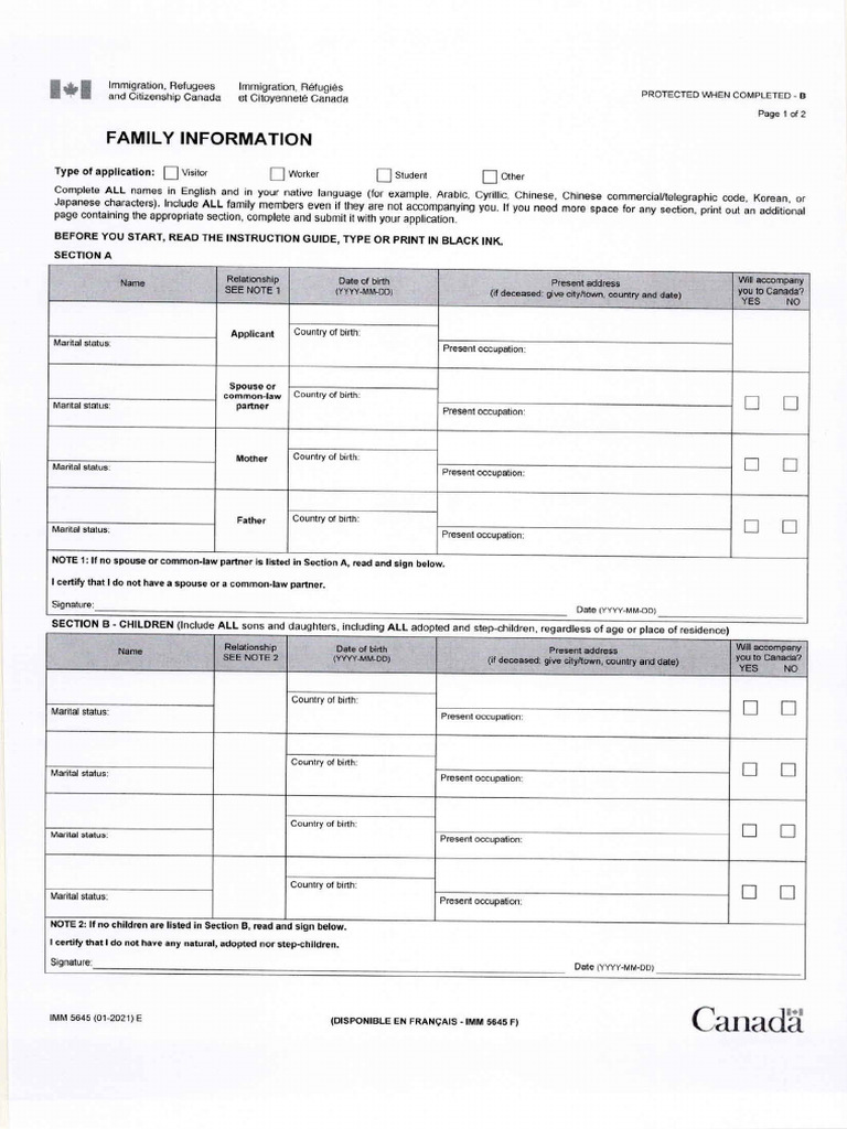 Family Information Form | PDF