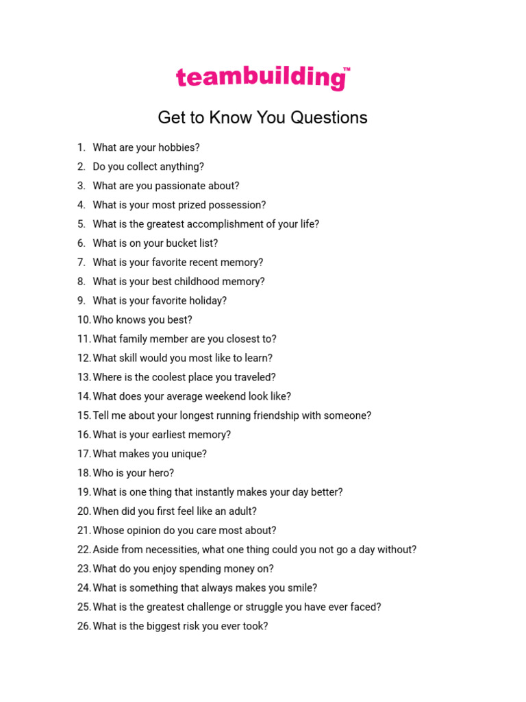 Engaging Get to Know You Questions | PDF