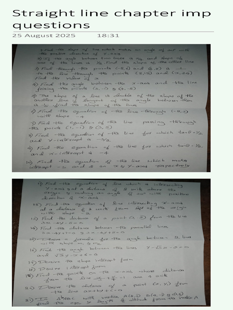 Straight Line Chapter Imp Quest | PDF