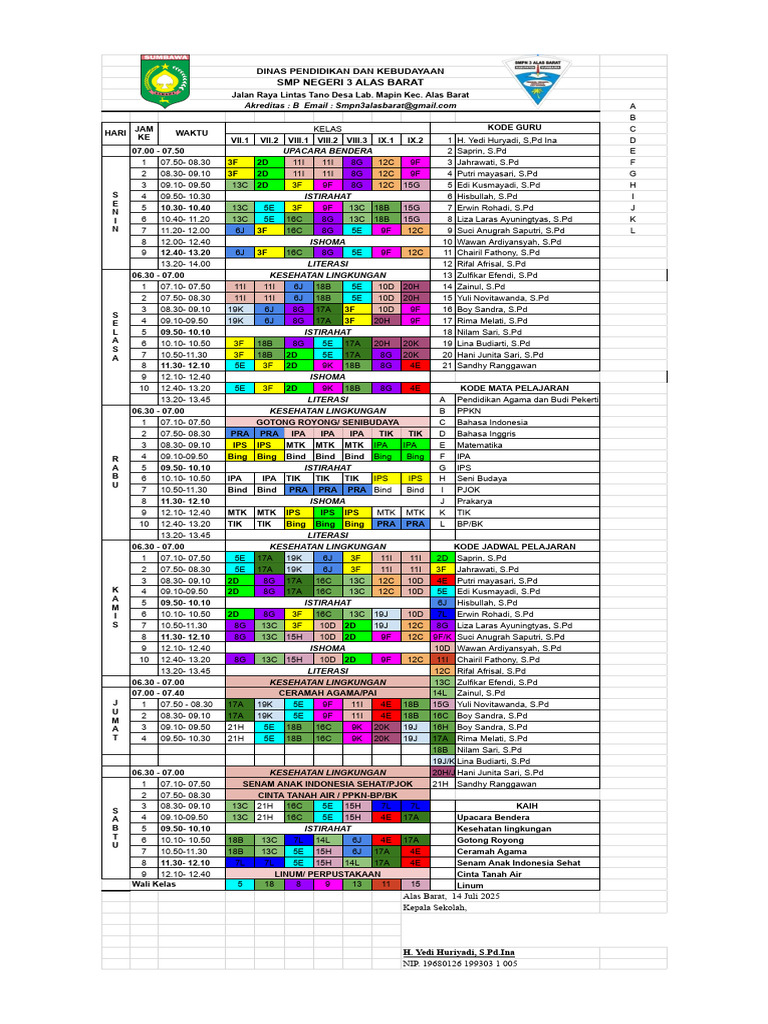 JADWAL Ganjil Dan Kokurikuler | PDF