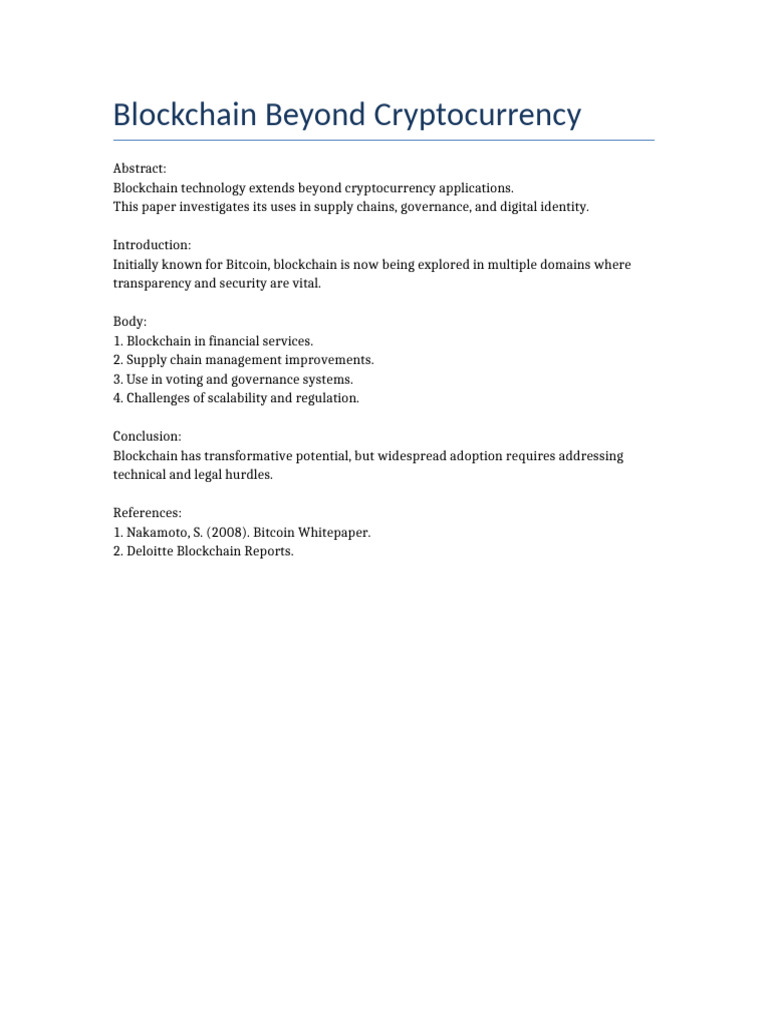 Blockchain Beyond Cryptocurrency | PDF
