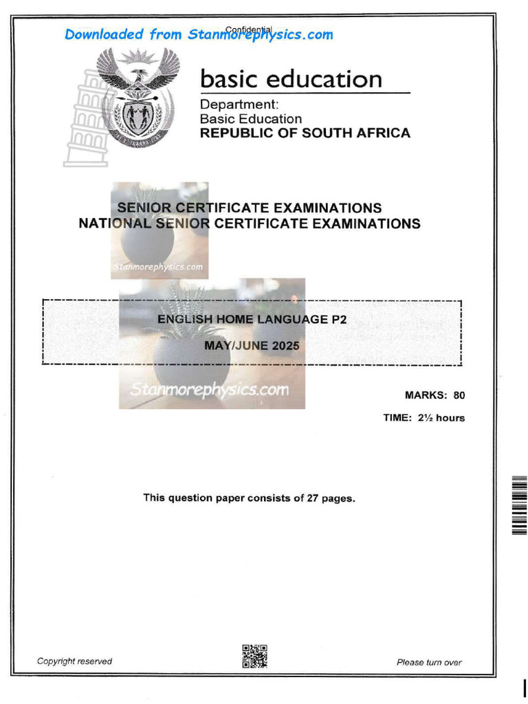 NSC English HL Grade 12 May June 2025 P2 Only (1) | PDF