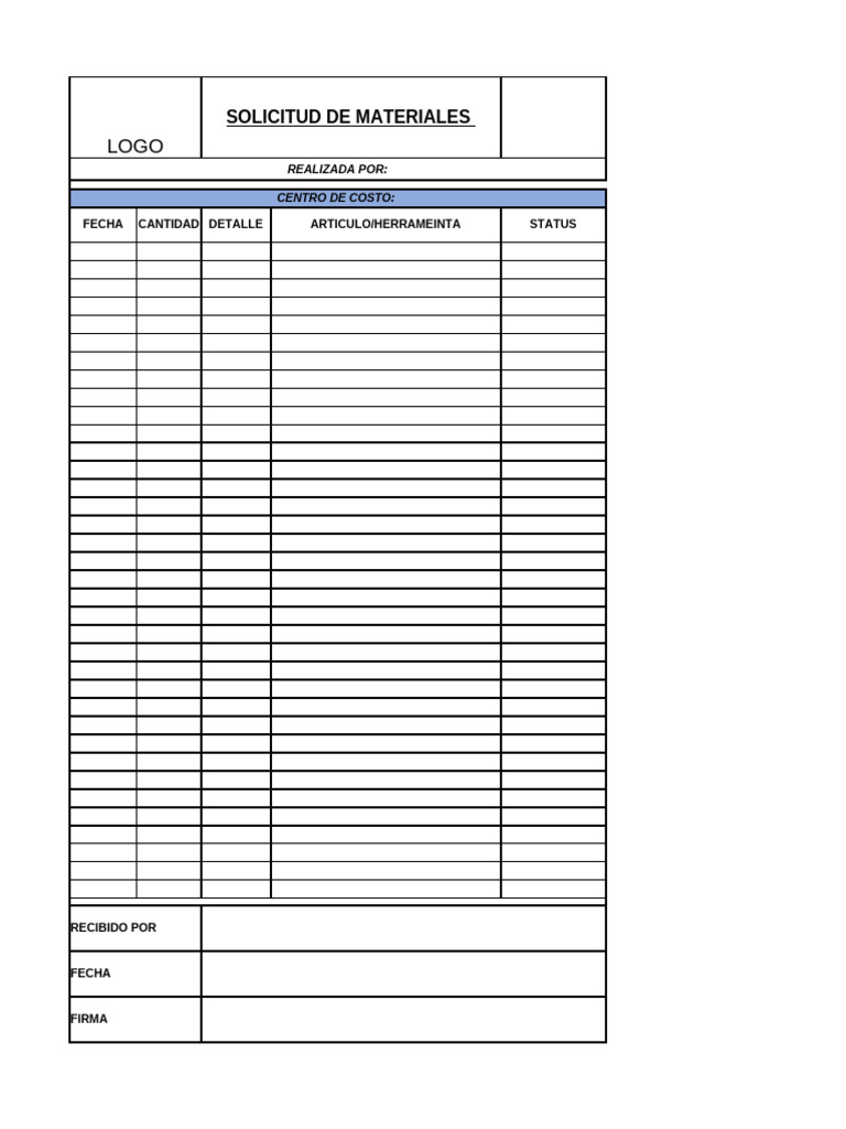 Solicitud de Materiales | PDF