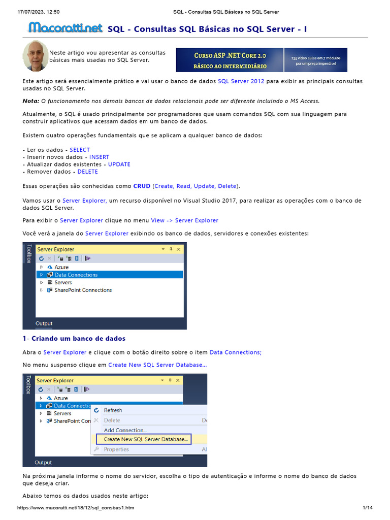 SQL - Consultas SQL Básicas No SQL Server | PDF | SQL | Microsoft SQL ...