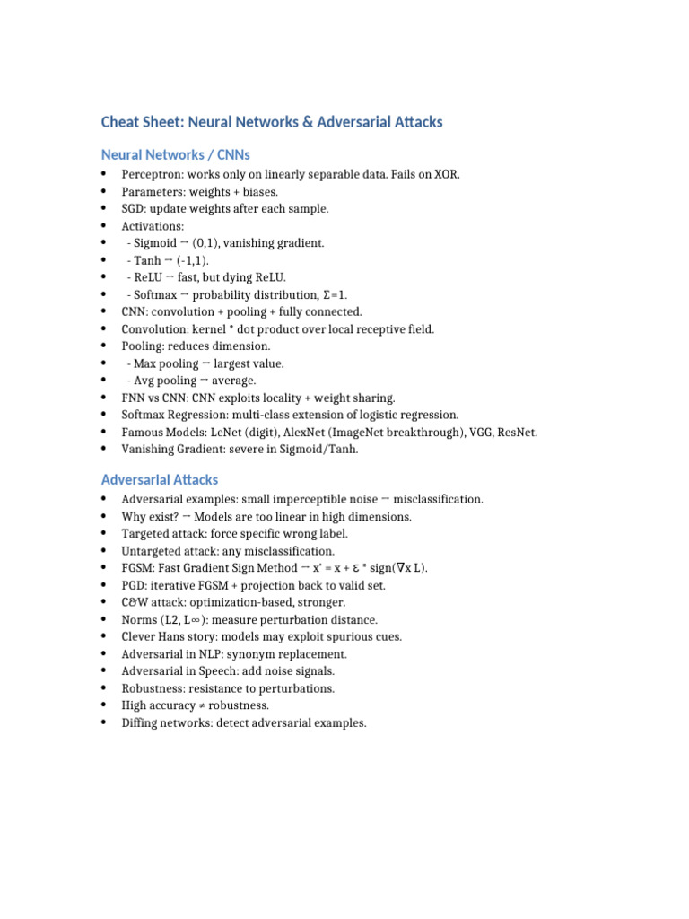 AI Cheat Sheet | PDF