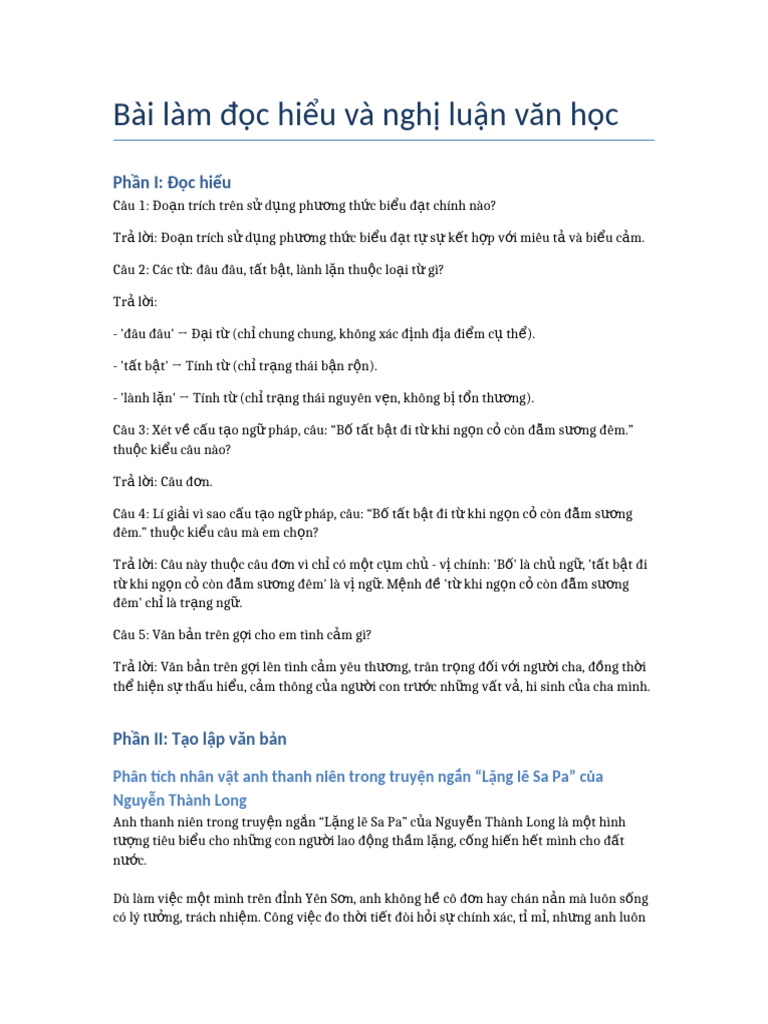 Bai Lam Doc Hieu Va Nghi Luan LAN2 | PDF