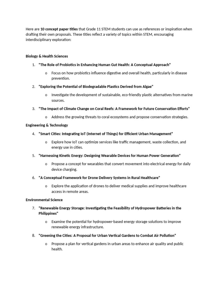 10 STEM Concept Paper Titles for Students | PDF | Internet Of Things ...