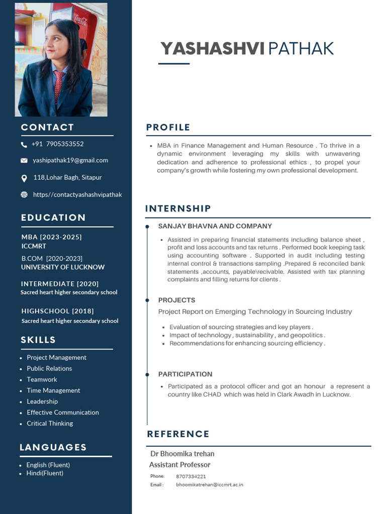 Blue Simple Professional CV Resume (9) Yashashvi | PDF | Economies | Business Economics