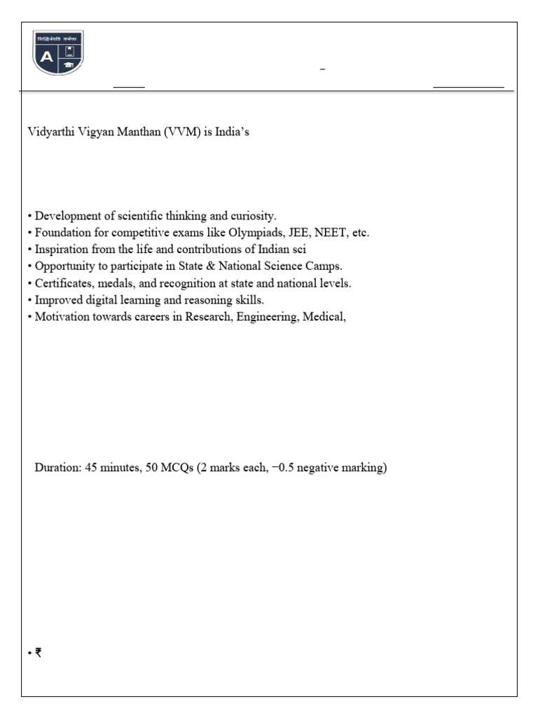 Vidyarthi Vigyan Manthan (VVM) 2025 | PDF | Science | Inquiry