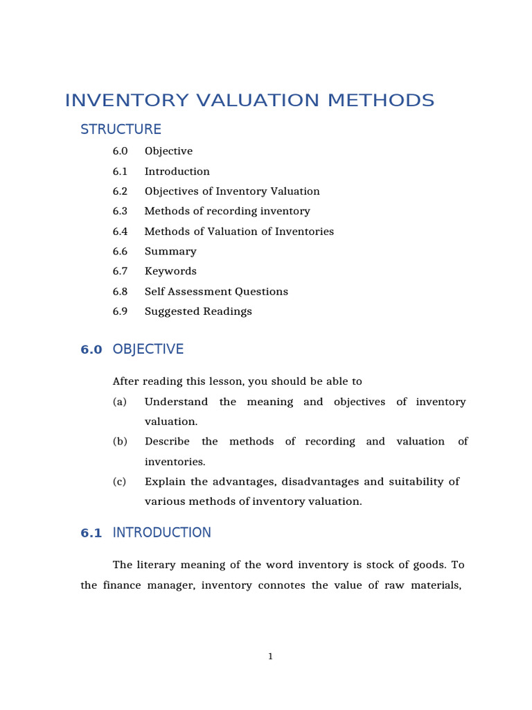 Inventory Valuation Methods | PDF | Inventory | Valuation (Finance)
