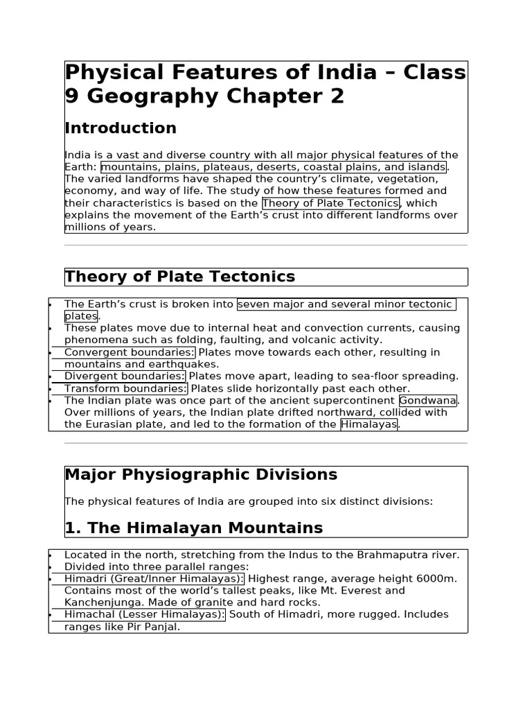 Physical Features of India Explained | PDF | Plate Tectonics | Himalayas