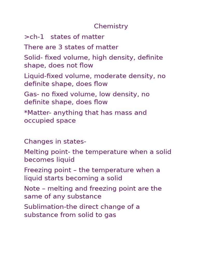 Chemistry CH 1 Notes | PDF