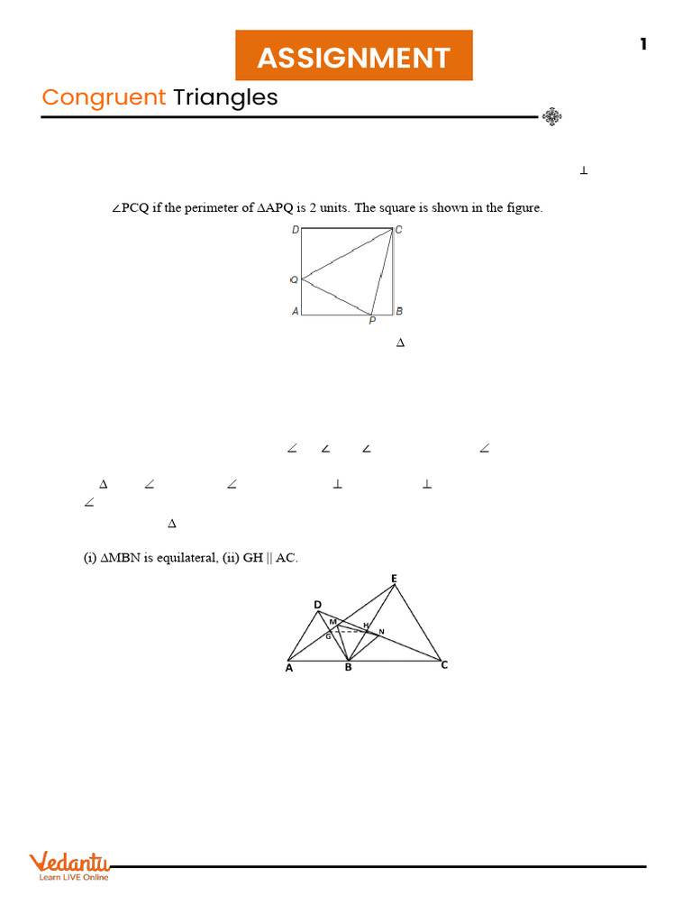 Level 7 Assignment 17 (Congruent Triangles) Final | PDF | Triangle | Elementary Geometry