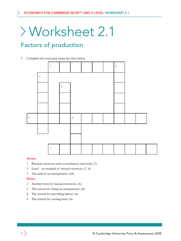 Factors of Production Worksheet for IGCSE | PDF | Subsidy | Solar Energy
