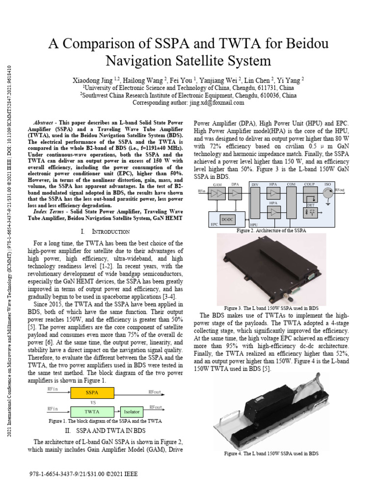 A Comparison of SSPA and TWTA For Beidou Navigation Satellite System ...