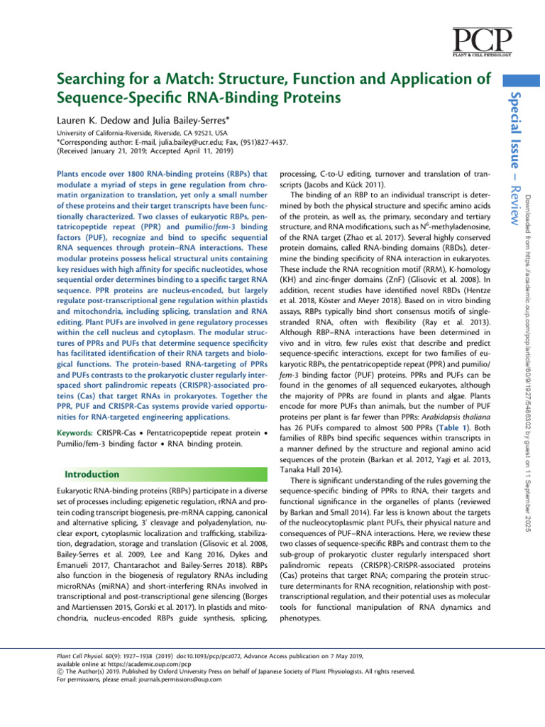 RNA-Binding Proteins: PPRs and PUFs Explained | PDF | Ribosomal Rna | Rna