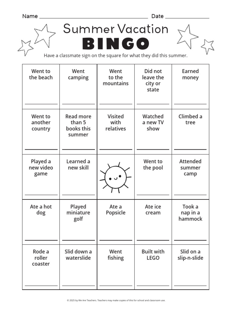 Summer and College Bingo Activities | PDF | Fraternities And Sororities