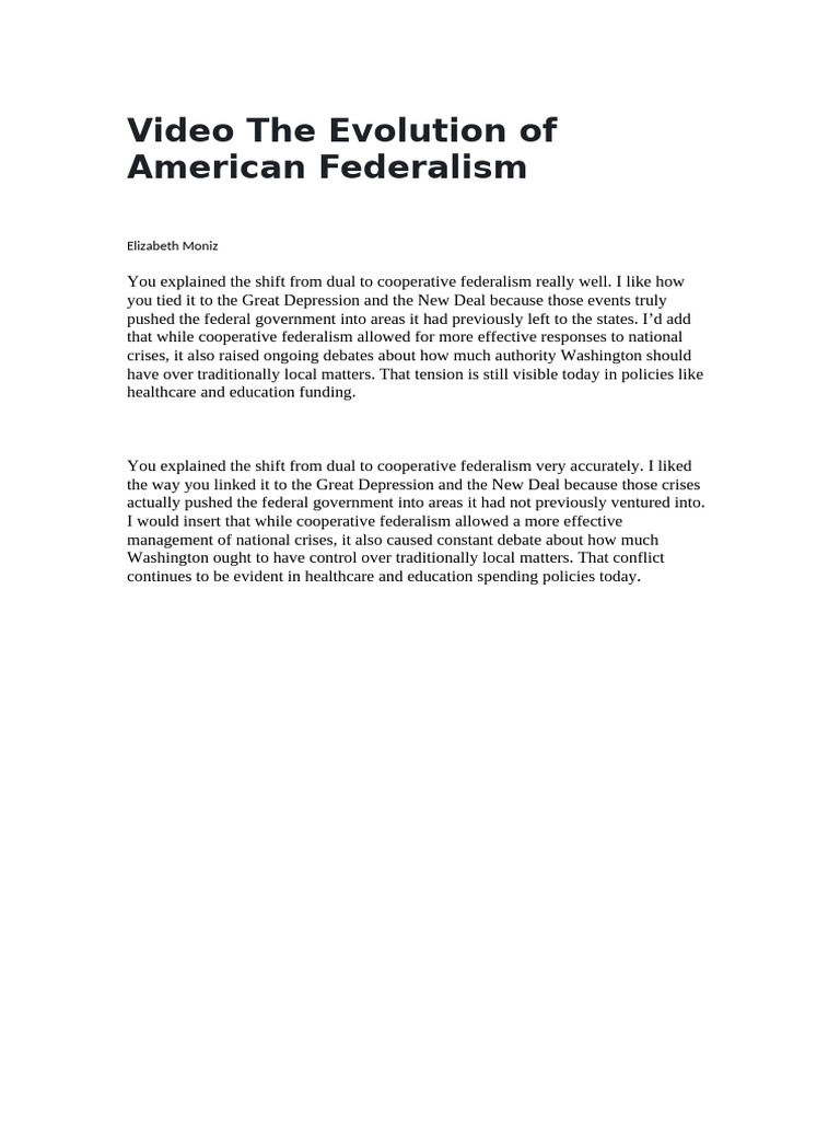 Video The Evolution of American Federalism | PDF