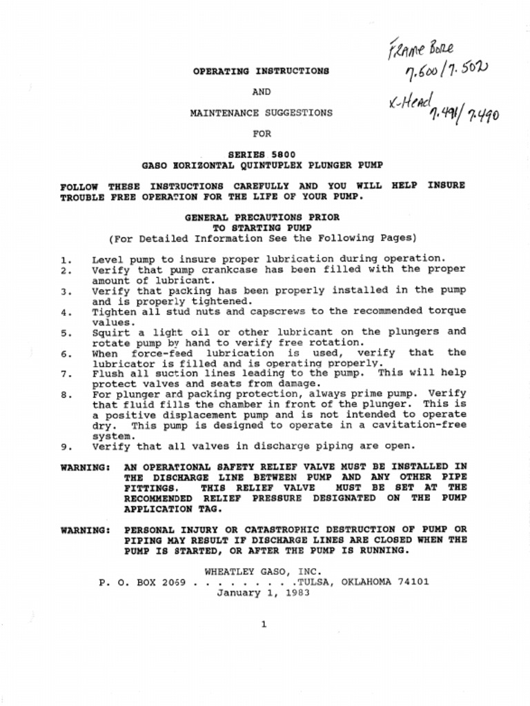 Gaso 5885 O&M | PDF