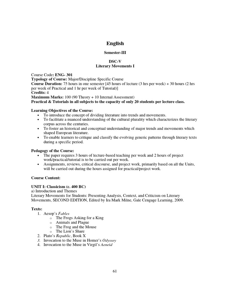 Syallabus BA Major 3rd and 4th Sem | PDF | Poetry | Genre