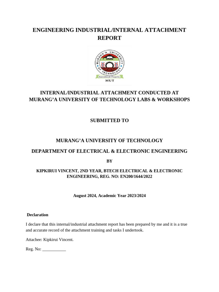 Industrial Attachment Report: Engineering Skills | PDF | Photovoltaic ...